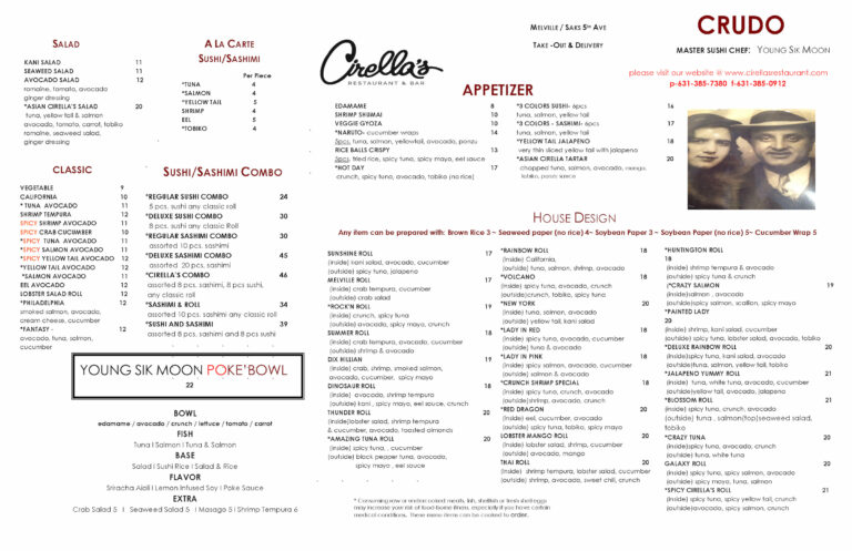 Menu - Cirella's Restaurant
